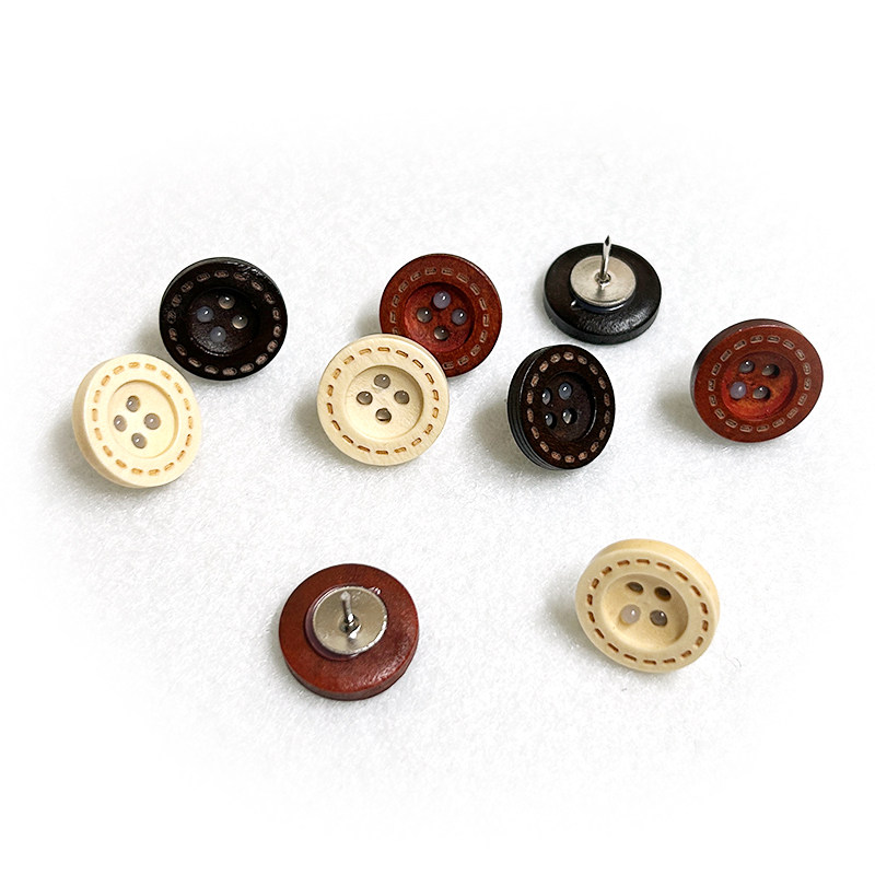 Solid Wood Button Thumbtack - I-Shaped Nail for Cork Board, Photo Wall ...