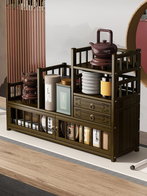 Desktop Bogu Shelf Small Tea Shelf desk storage display shelf solid ...