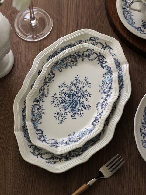 Zeten's French medieval ceramic dinner plate, Western food pasta plate ...