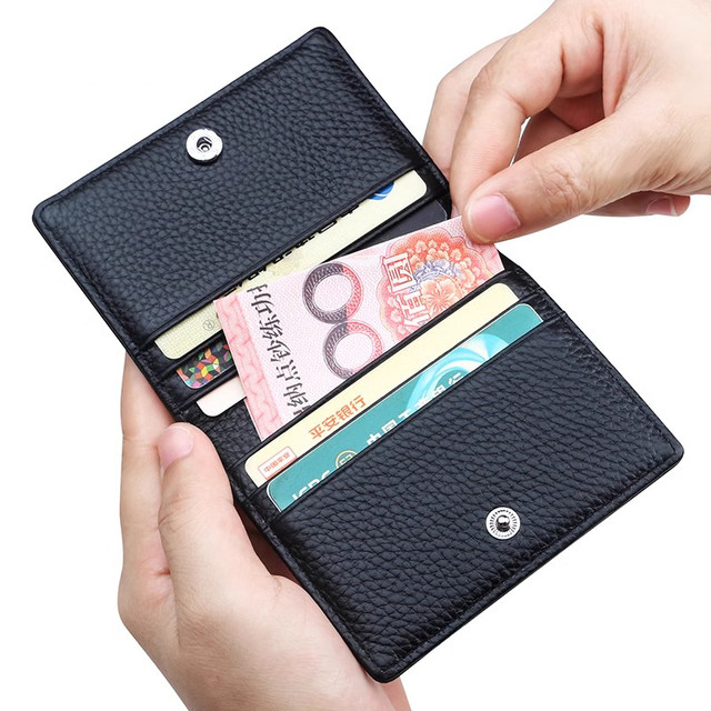 2024 new ultra-thin compact card holder men's leather card holder mini ...