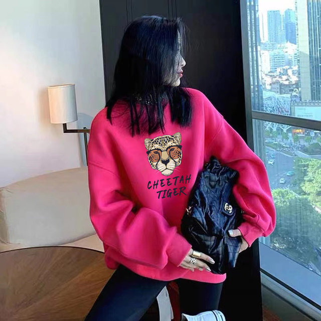 The new loose, lazy rose red round necklasses plus velvet, female ...