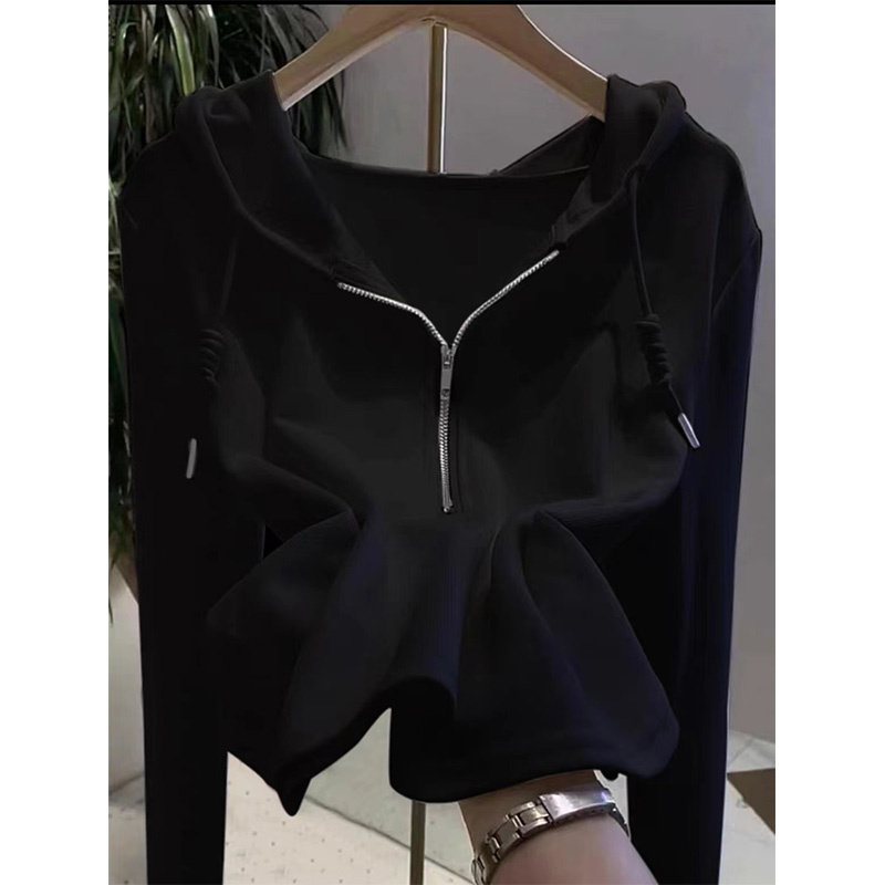 Short sweater female hooded early autumn Korean version of the slim ...