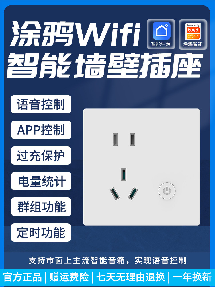 Tuya Smart Wall Socket Panel 10A/16A Power Meter WiFi Remote Control