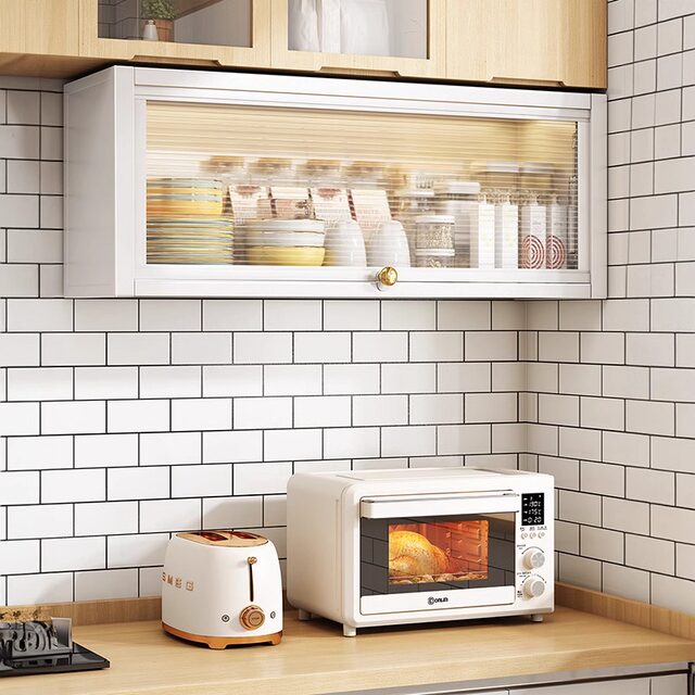 Kitchen condiment storage rack wall-mounted wall cabinet below ...