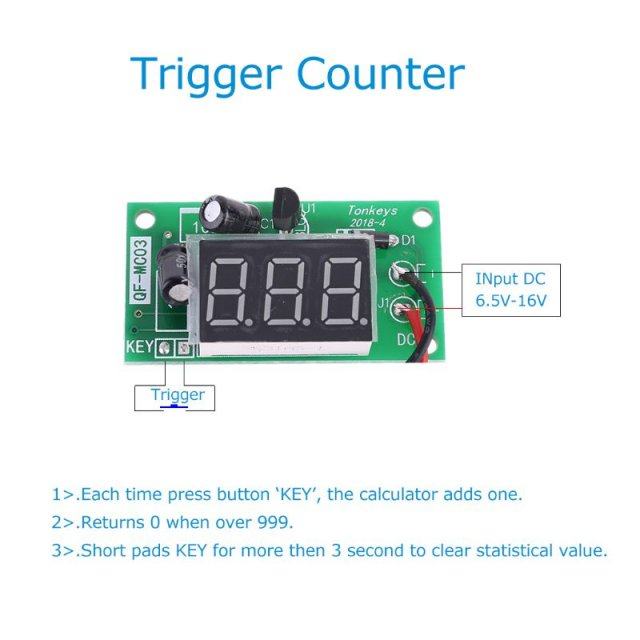 DC 12V Power-ON Counter Module Accumulator 3-Bit Red 0.36in