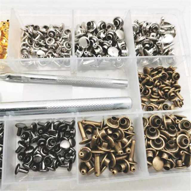 240Pcs/Set Leather Rivets Double Cap Rivet with 4Pcs Fixing