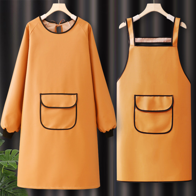 PU apron waterproof and oil-proof kitchen household coveralls for women ...