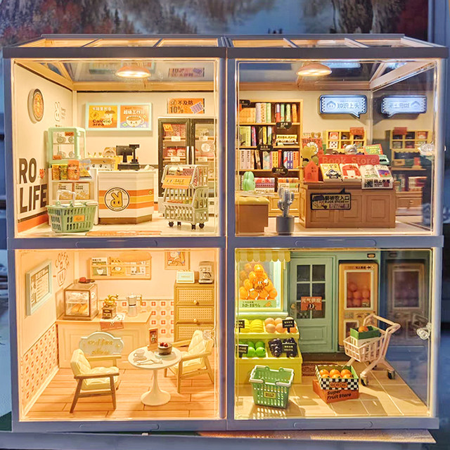 Ruolai Super Store World Building Blocks Handmade DIY House Three ...