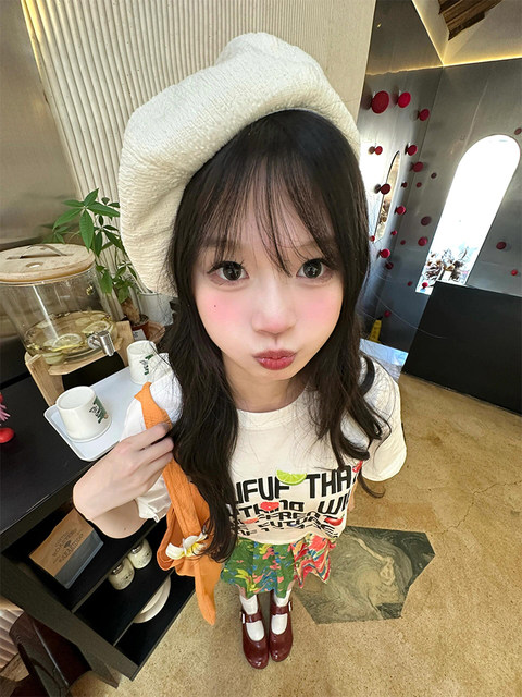 American Retro T-Shirt for Women, Summer Fun Print, Pure Cotton Short-Sleeved Oversize Loose ...