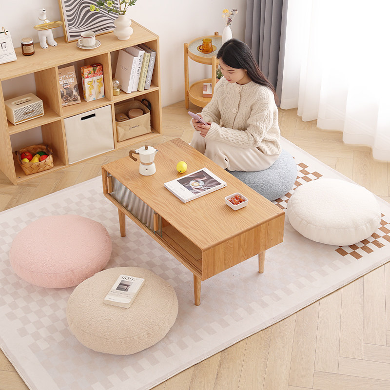 Chang Yu Plush Futon Floor Chair - Round Velvet Tatami Cushion