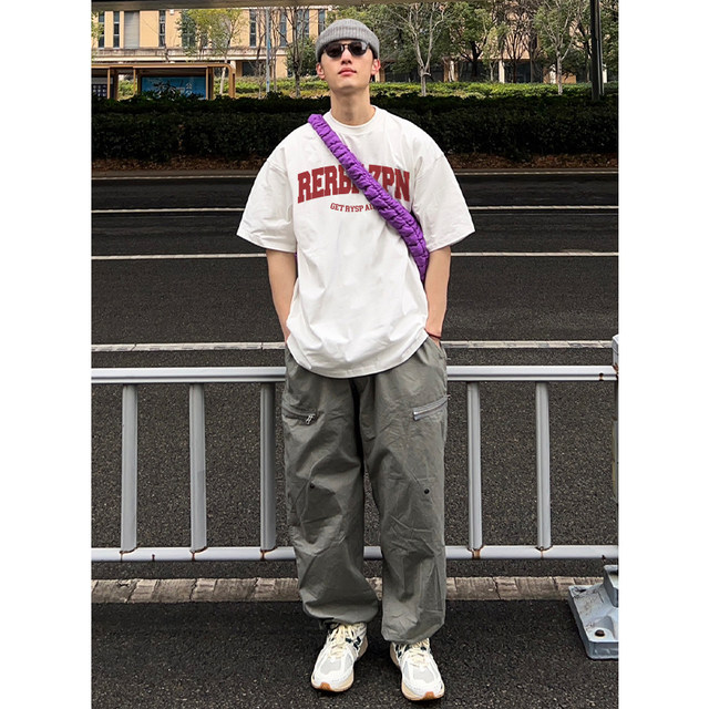 Summer niche heavyweight pure cotton casual t-shirt short-sleeved boys ...