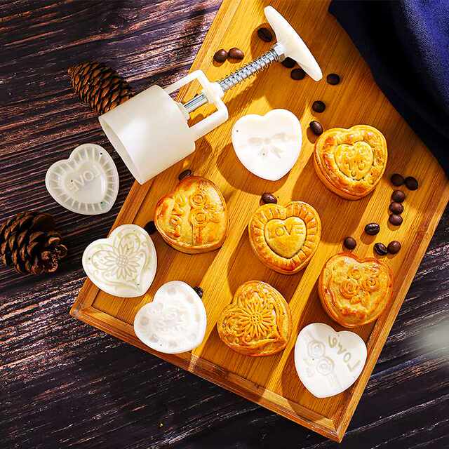 6 Style Round/Square Flower Mooncake Mold Set 100g Mid Autum