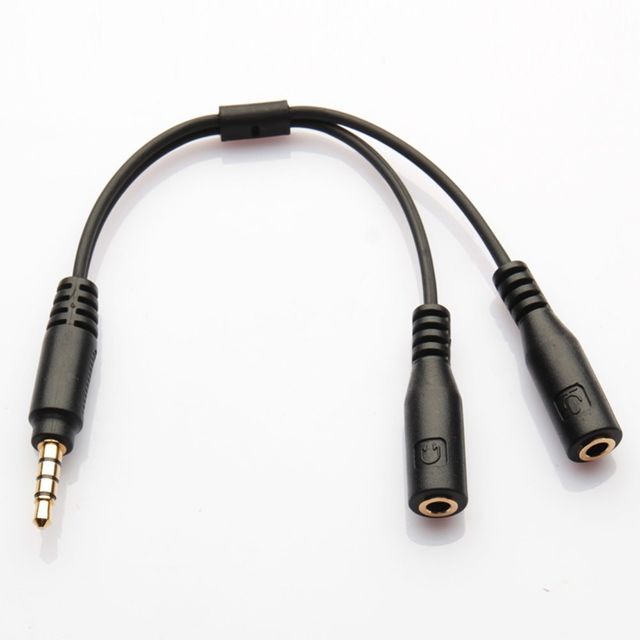 3.5mmStereo Audio Male to 2 Female Headphone Mic Y Splitter