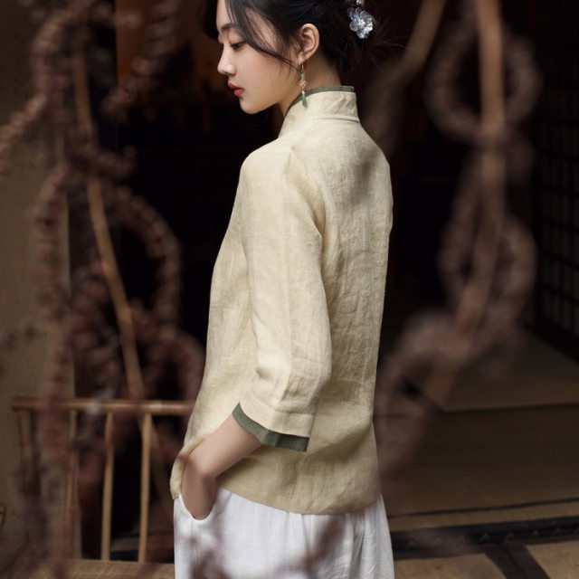 New Chinese Tea Artist Clothing Republic of China Feng Zen Women's Tea ...