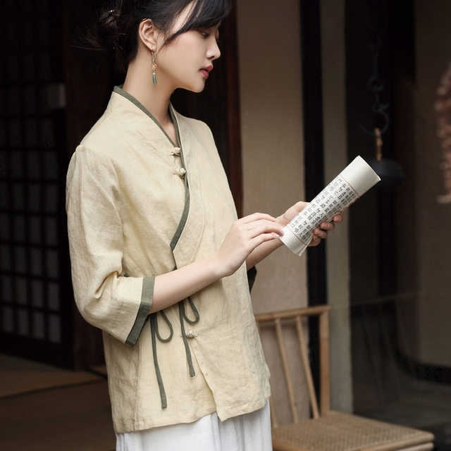 New Chinese Tea Artist Clothing Republic of China Feng Zen Women's Tea ...