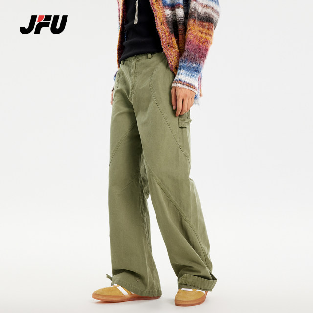 JFU American retro scimitar pants men's loose trendy brand functional ...