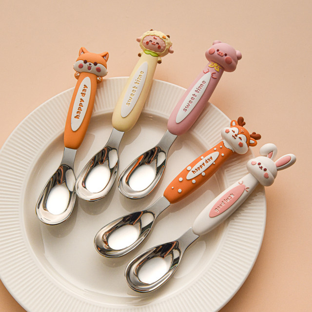 Cute children's spoon 316 stainless steel ingot baby spoon baby food ...