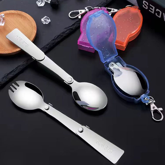 Creative 304 stainless steel folding spoon outdoor travel portable ...