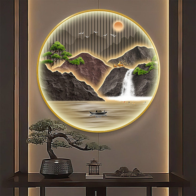 New Chinese-style circular mural flowing water brings wealth, entrance ...