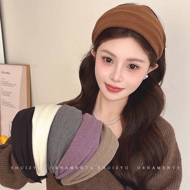 Retro high-end wide-brimmed headband, stylish French headband, lazy ...