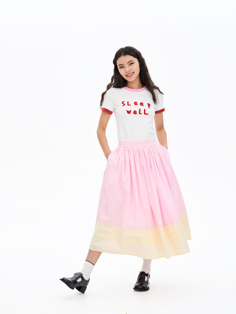 heris handwritten slogan flocking print colorful edge round neck front ...