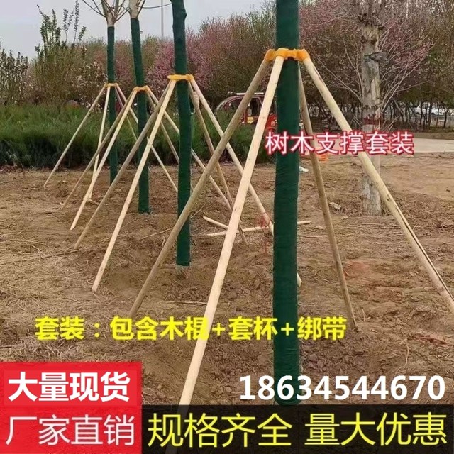 Green steel pipe tree support frame big tree support pole garden ...