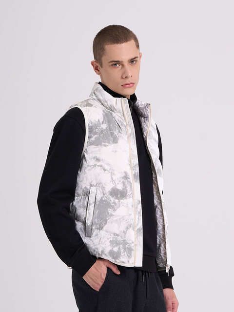 Rare Weiya Men's White Gray Snow Mountain Print 2024 Autumn and Winter ...