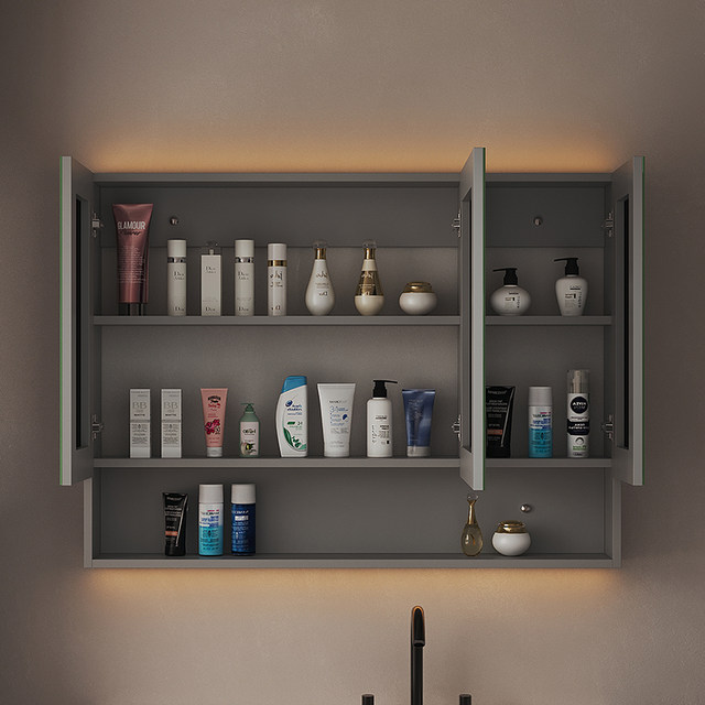 Smart bathroom mirror cabinet bathroom wall-mounted mirror box with ...