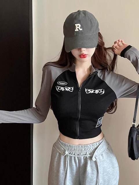 Top coat women's stand-up short style hot girl's body spring and autumn ...