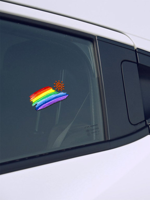 Car personalized creative rainbow car stickers cartoon reflective body ...