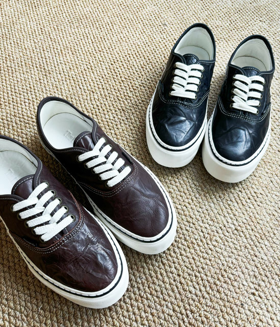 Thawada men and women same thick-soled horse leather cork midsole low ...