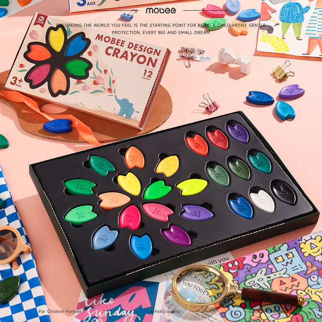 Mobee children's cookie crayon safety brush 12/24/36 color painting set ...