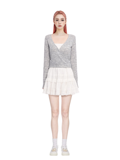 BM knitted cardigan for women 2025 new autumn V-neck cross one-piece ...