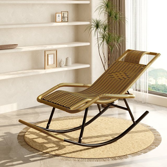 Balcony chair rattan leisure rocking chair outdoor lunch break chair ...