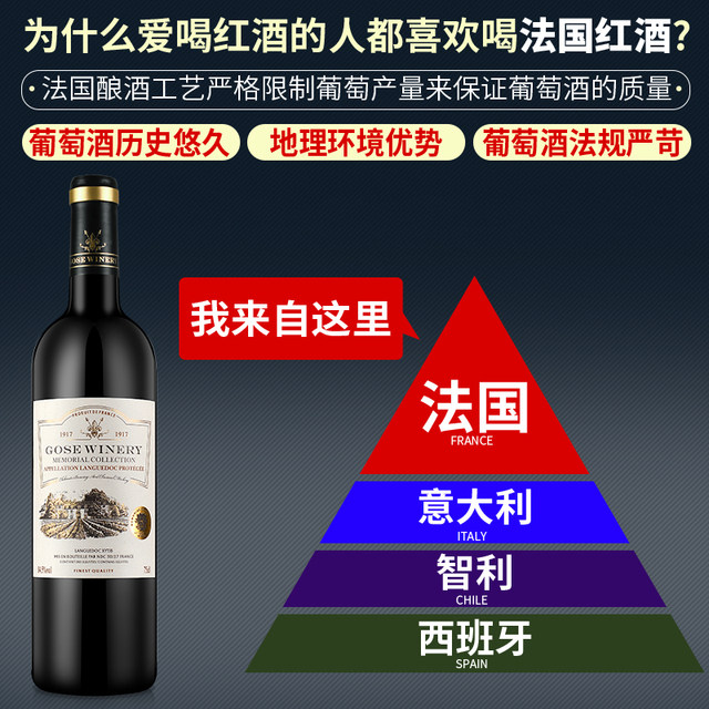 French original wine imported red wine 14.5% high-end popular dry red ...