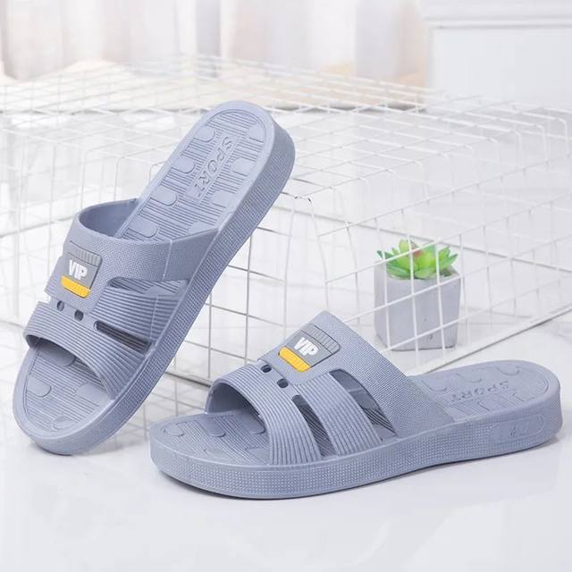 Summer men's home slippers non-slip men's home bath flip-flops bathroom ...