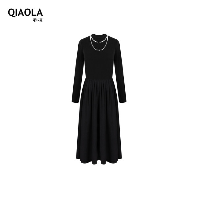 Jora's small black inner dress for autumn and winter, women's French ...