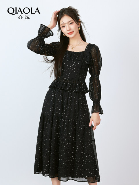 Jora's new summer woven floral square collar age-reducing A-version ...