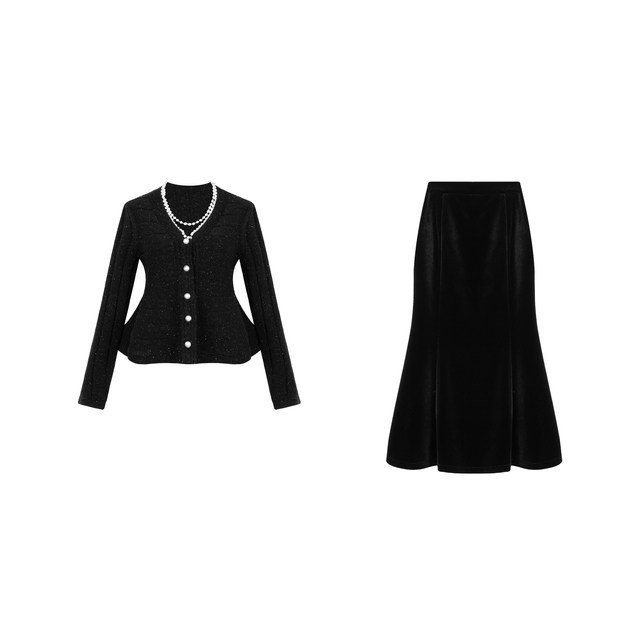 Jora Autumn and Winter Hepburn Style Black Silver Wire Waist Top Women ...