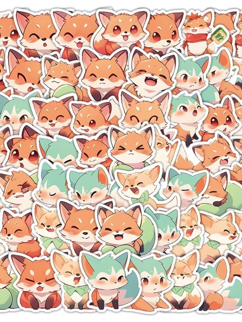 60 cute cartoon little fox stickers, cute and creative hand-painted ...
