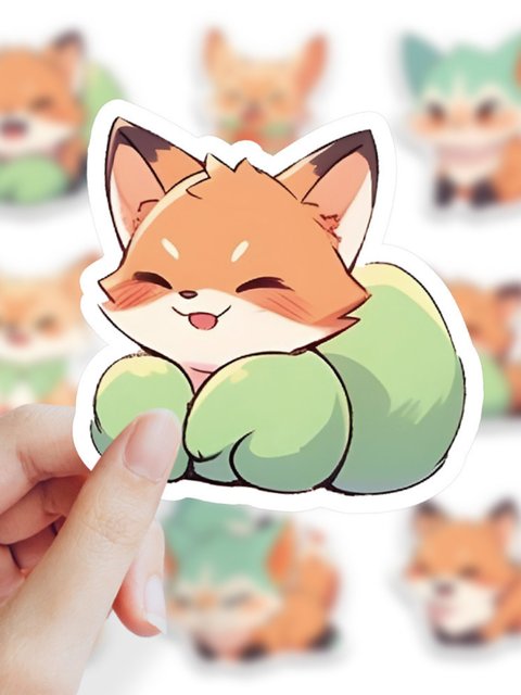 60 cute cartoon little fox stickers, cute and creative hand-painted ...