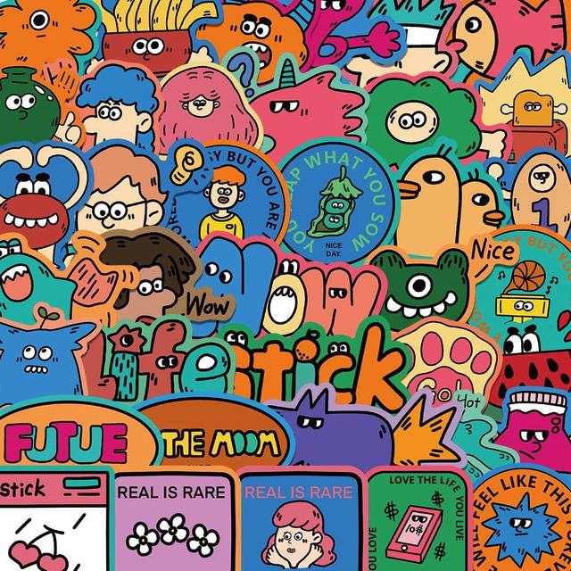 50 strange and weird graffiti stickers, American cartoons, cute special ...