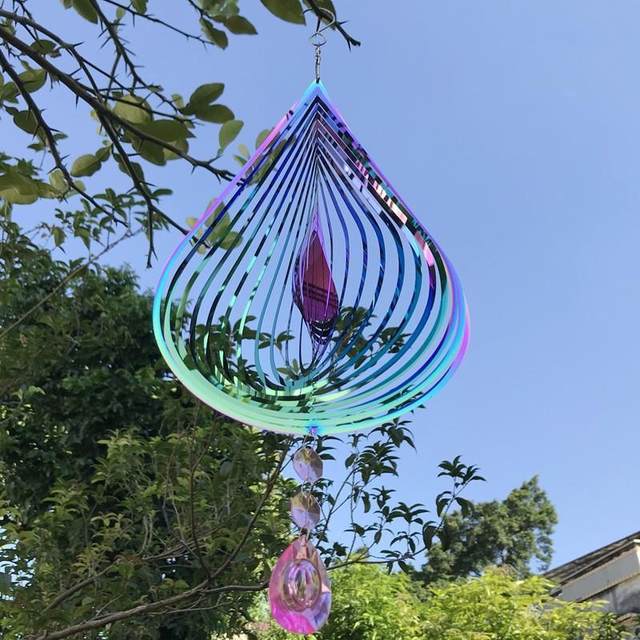 Stainless steel mirror light 3D rotating wind turning home gardening ...