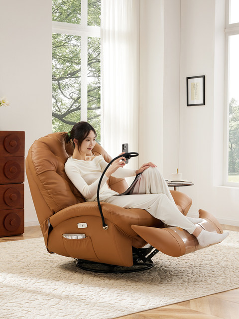 Ximu Furniture Genuine Leather Electric Sofa Single Seat Cream Style ...