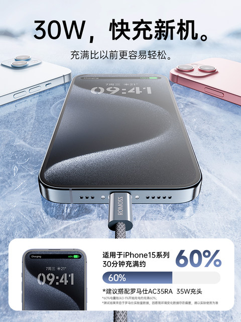 Romes is suitable for Apple iPhone 15 promax charger cable usbc dual ...
