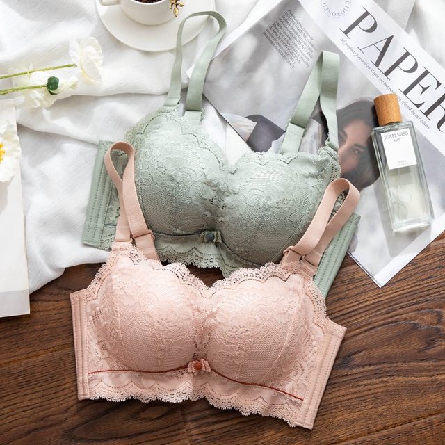 Non-magnetic underwear women's super push-up flat-chested small bra special non-steel ring ...