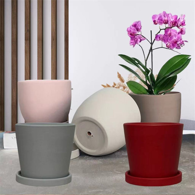 Crowded body circular red pottery pot Morandi colorful Nordic small ...