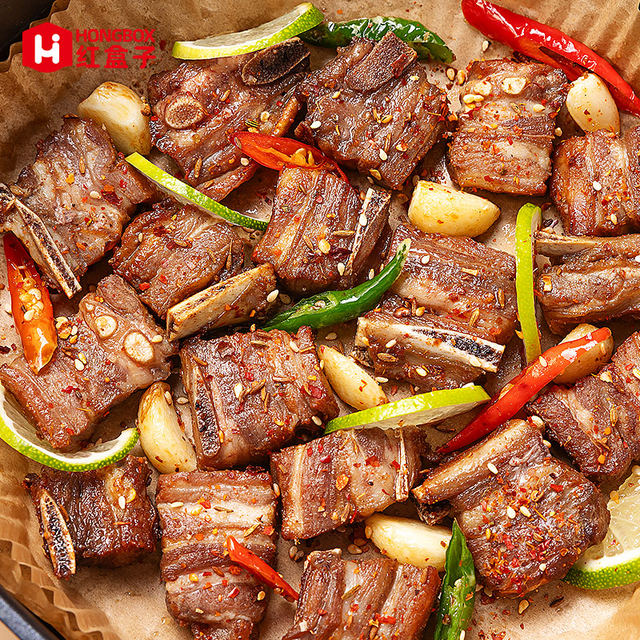 Red box cumin lamb granules lamb block with bone mutton stir -fry