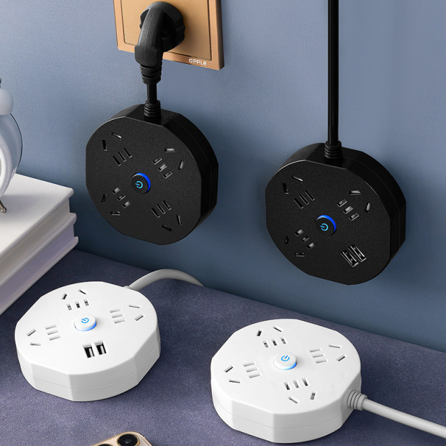 Multifunctional usb round household socket plug strip wiring board ...