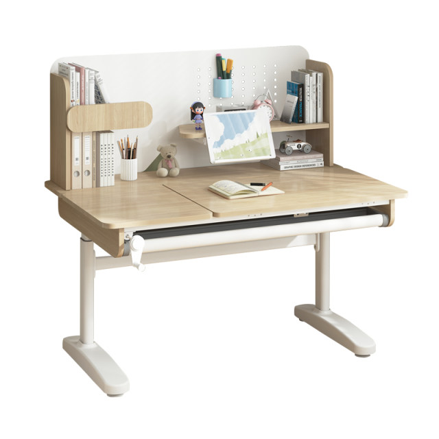 Solid wood children's study table liftable desk primary school student ...